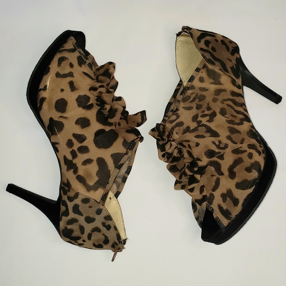 Shoes | New Leopard Print Peep Toe Booties Size 1 | Poshmark